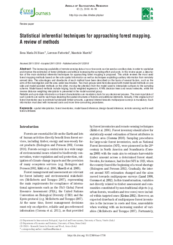 (PDF) Statistical inferential techniques for approaching forest mapping ...