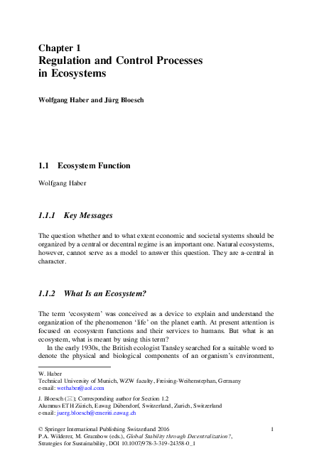 (PDF) Regulation and Control Processes in Ecosystems