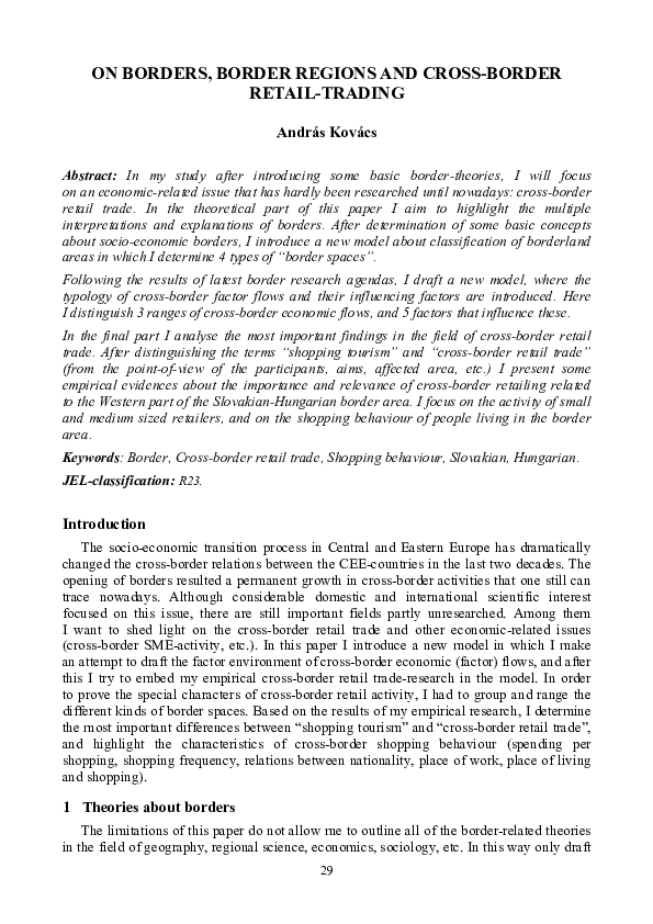 (PDF) On borders, border regions and cross-border retail-trading ...