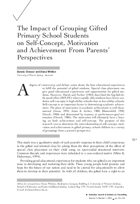 (PDF) The Impact of Grouping Gifted Primary School Students on Self ...