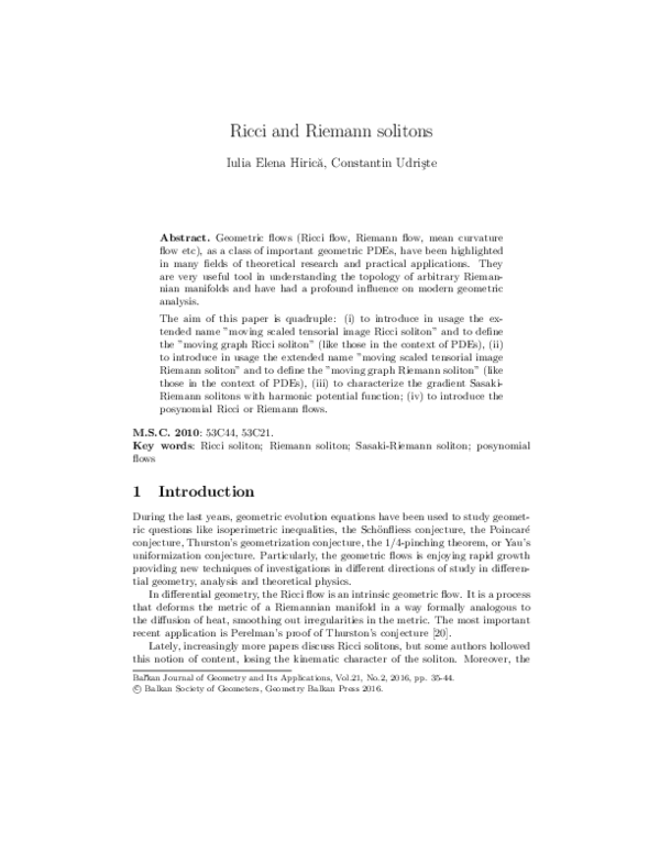 (PDF) Ricci and Riemann solitons