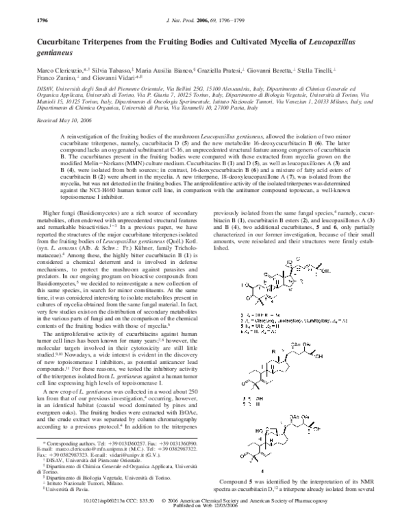 (PDF) Cucurbitane Triterpenes from the Fruiting Bodies and Cultivated ...