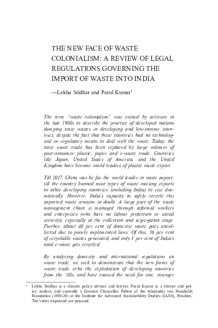 (PDF) THE NEW FACE OF WASTE COLONIALISM: A REVIEW OF LEGAL REGULATIONS ...