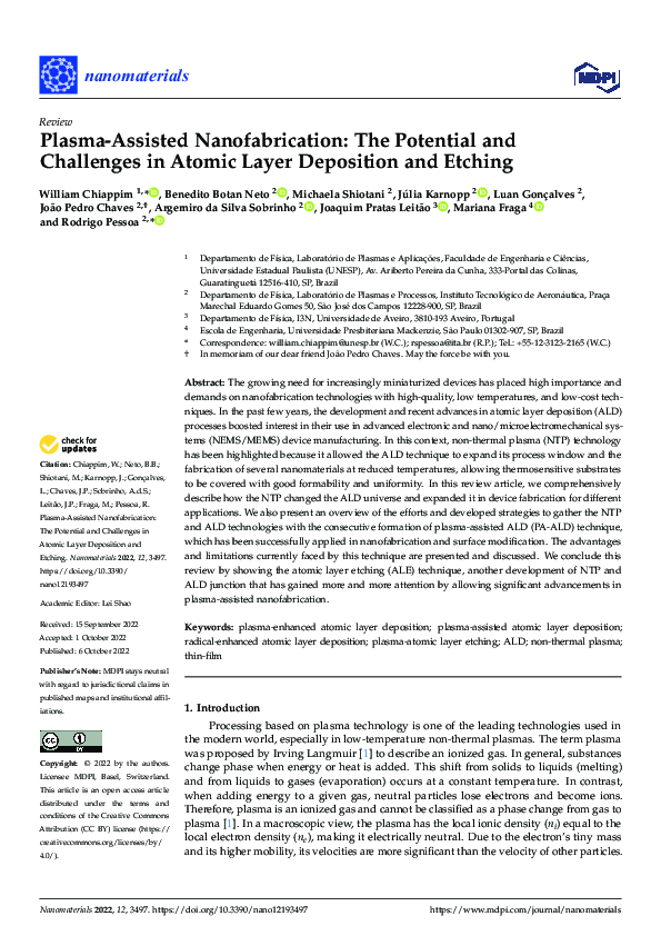 Pdf Plasma Assisted Nanofabrication The Potential And Challenges In