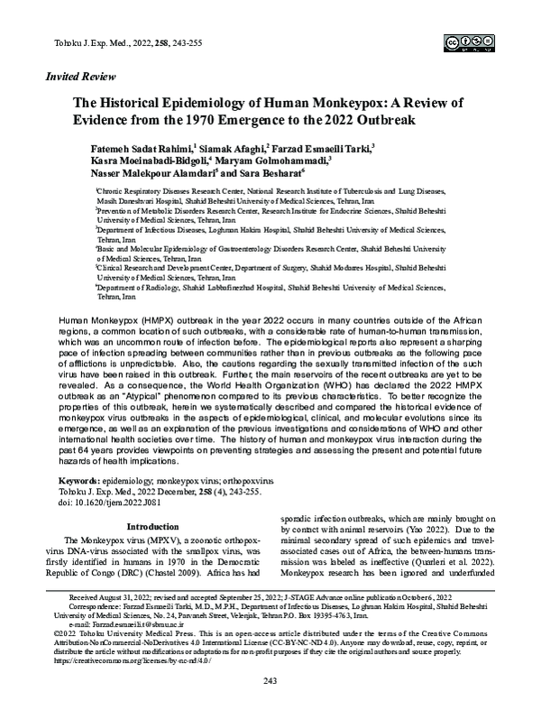(PDF) The Historical Epidemiology of Human Monkeypox: A Review of ...