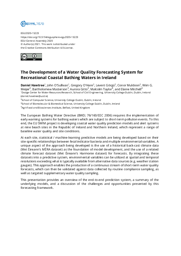 (PDF) The Development of a Water Quality Forecasting System for ...