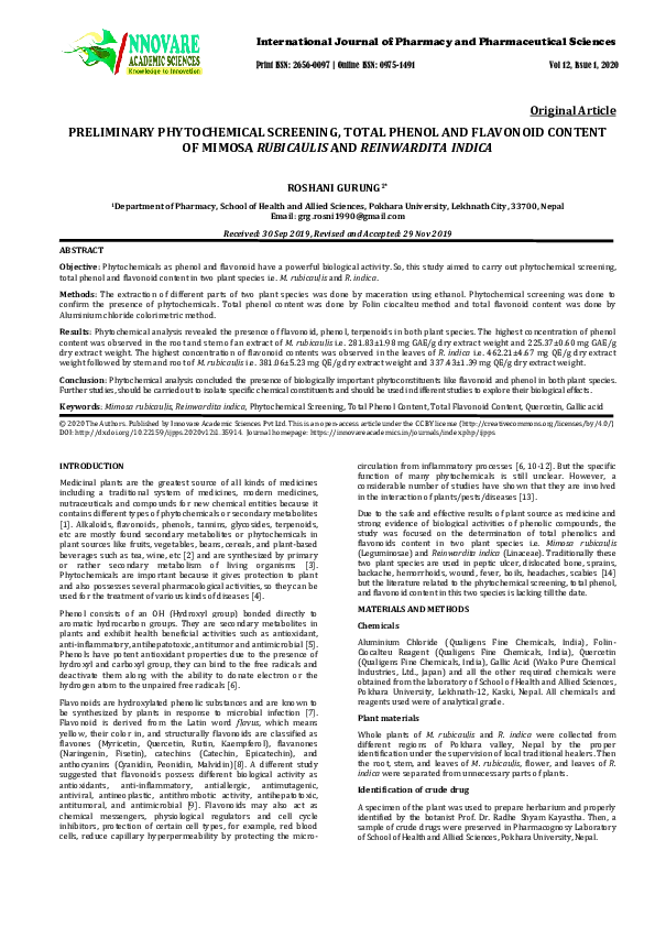 (PDF) Preliminary phytochemical screening, total phenolic content and antibacterial activity of ...