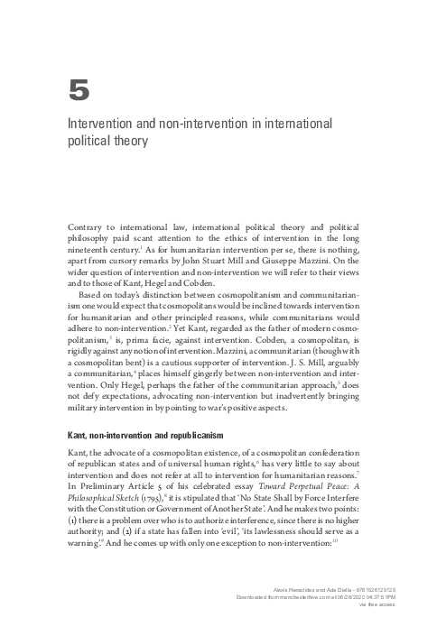 (PDF) Intervention and non-intervention in international political theory