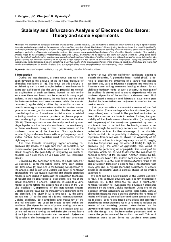 Stability and Bifurcation Analysis of Electronic Oscillators: Theory and some Experiments