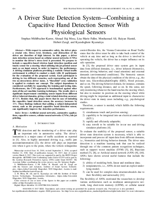 (PDF) A Driver State Detection System—Combining a Capacitive Hand ...