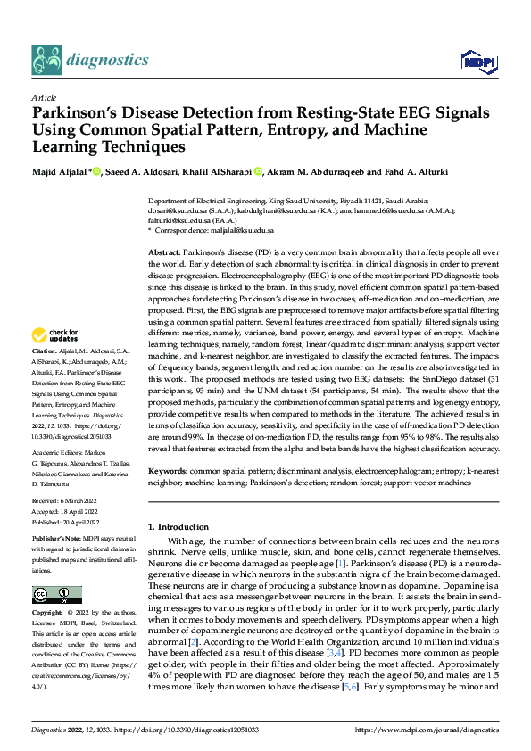 (PDF) Parkinson’s Disease Detection from Resting-State EEG Signals ...