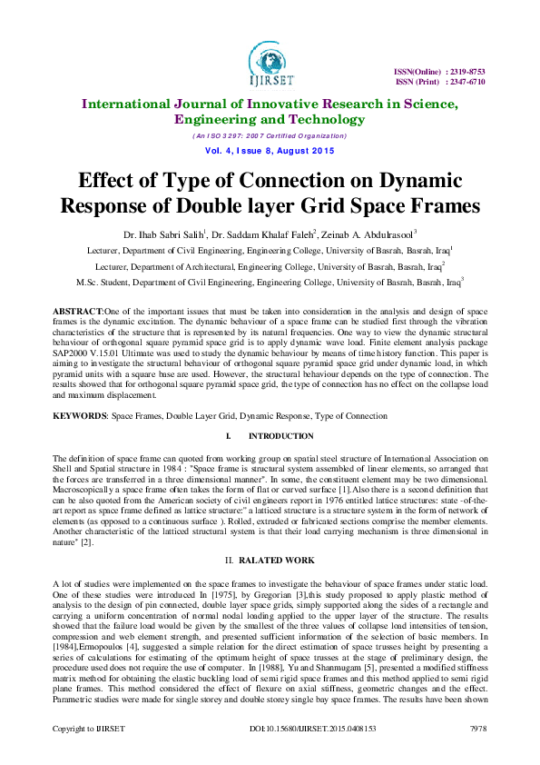 (PDF) Parametric evaluation to induce a modified design in double layer grid space frames