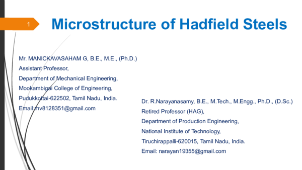 (PPT) Microstructure of Hadfield Steels