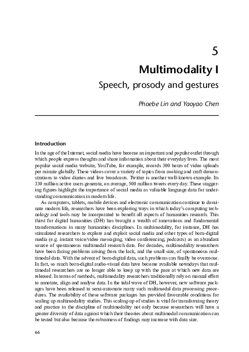 (PDF) Multimodality I: Speech prosody and gesture