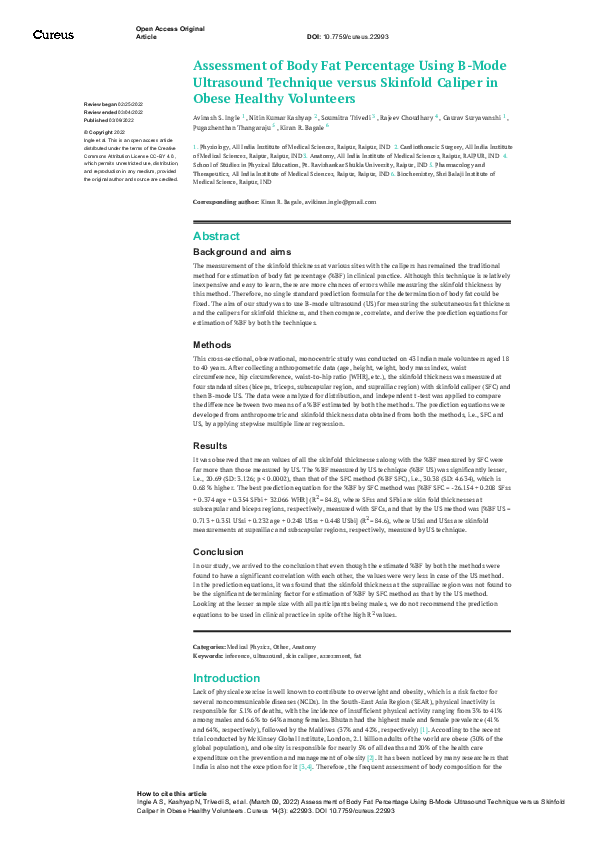 (PDF) Assessment of Body Fat Percentage Using B-Mode Ultrasound ...