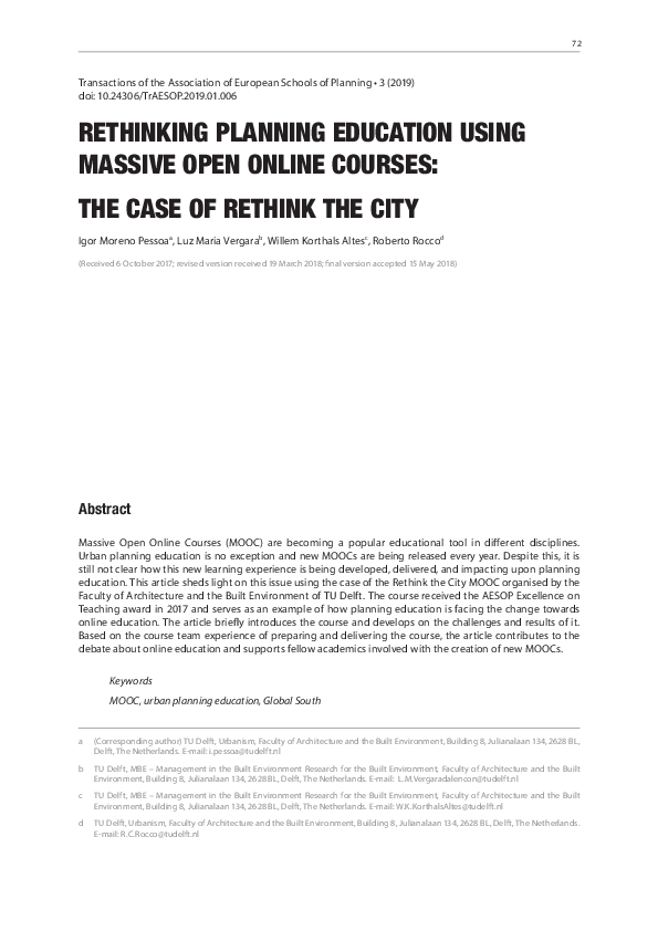 (PDF) Rethinking planning education using massive open online courses