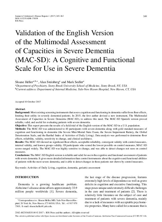 (PDF) Validation of the English Version of the Multimodal Assessment of ...