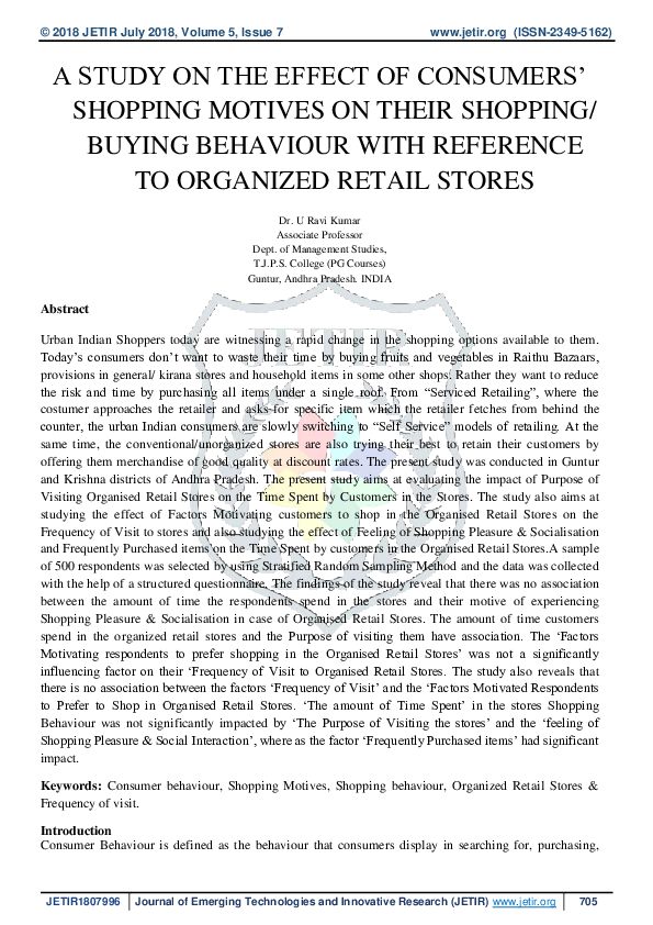 (PDF) A Study on the Effect of Consumers’ Shopping Motives on their ...