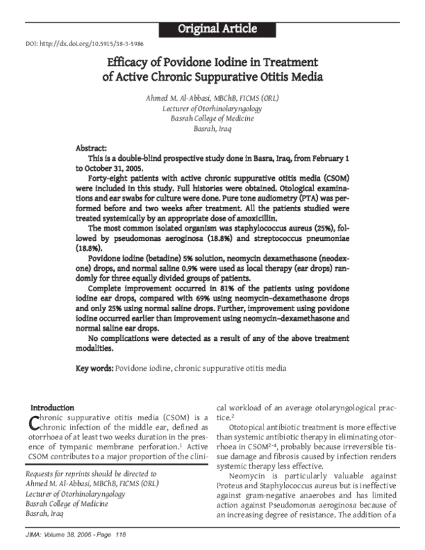 (PDF) Efficacy of Povidone Iodine in Treatment of Active Chronic ...