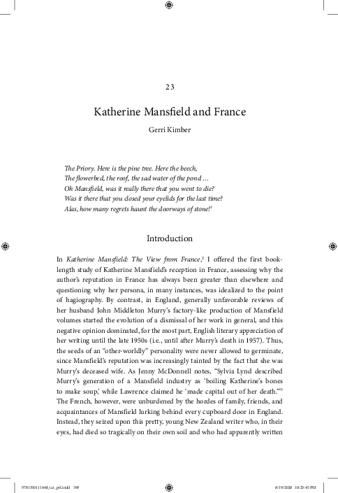 (PDF) Katherine Mansfield and France