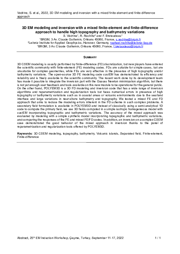 Pdf 3d Em Modeling And Inversion With A Mixed Finite Element And