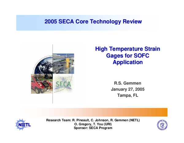 (PDF) High Temperature Strain Gages for SOFC Application