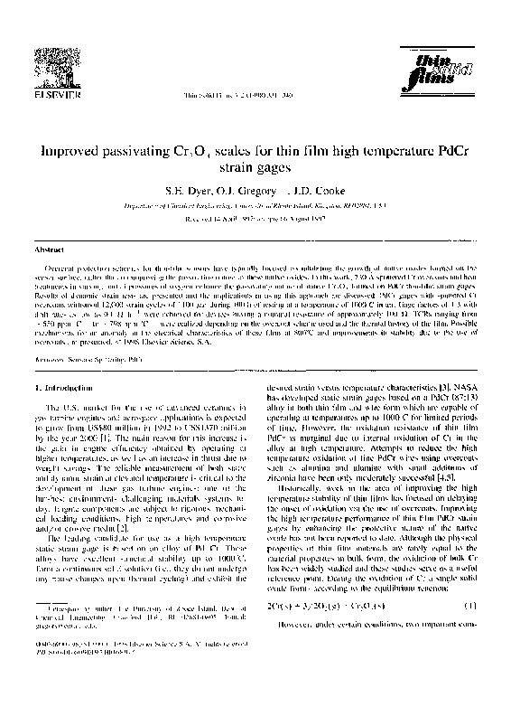 (PDF) Improved passivating Cr2O3 scales for thin film high temperature ...