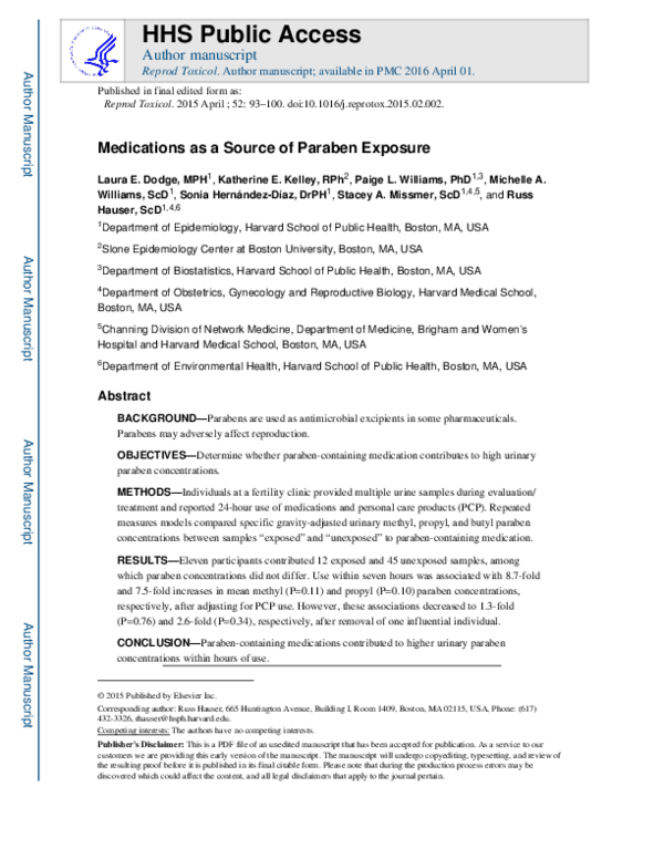 (PDF) Medications as a source of paraben exposure