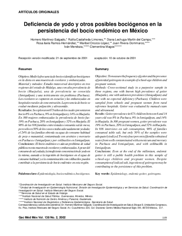 (PDF) Deficiencia de yodo y otros posibles bociógenos en la ...