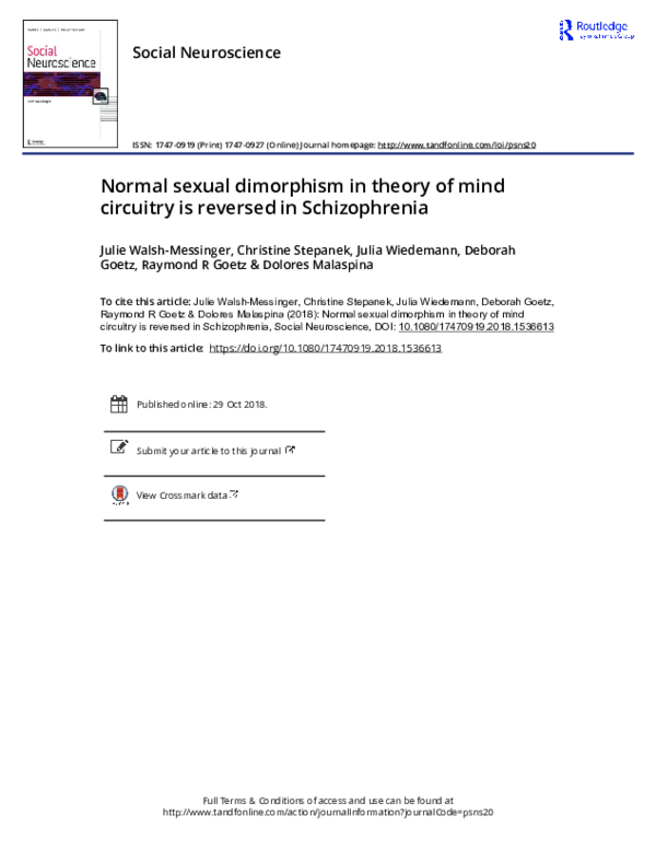 (PDF) Normal sexual dimorphism in theory of mind circuitry is reversed ...
