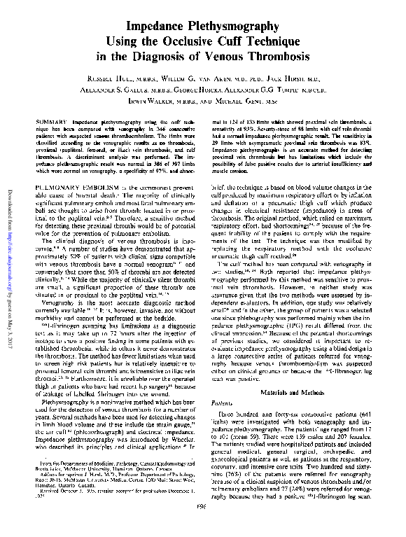 (PDF) Impedance plethysmography using the occlusive cuff technique in ...