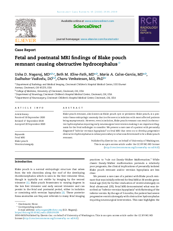 (PDF) Fetal and postnatal MRI findings of Blake pouch remnant causing ...