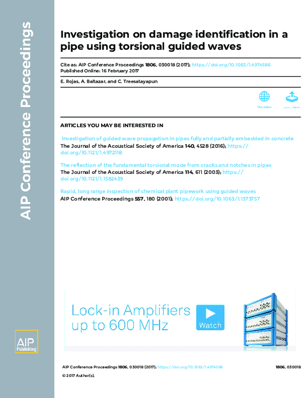 (PDF) Investigation on damage identification in a pipe using torsional guided waves