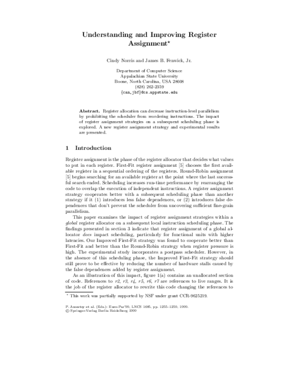 (PDF) Understanding and Improving Register Assignment⋆