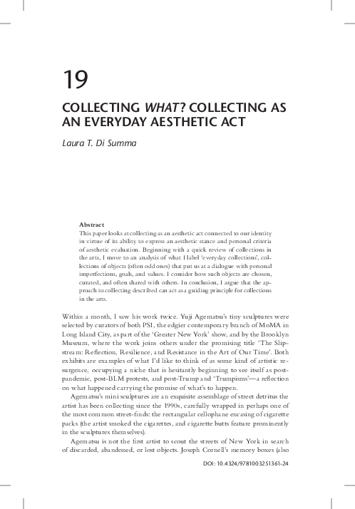 (PDF) Collecting What? Collecting as an Everyday Aesthetic Act