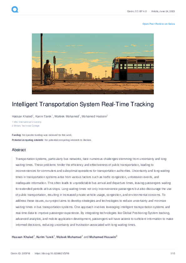 (PDF) Intelligent Transportation System Real-Time Tracking