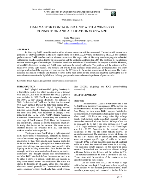 (PDF) Dali Master Controller Unit with a Wireless Connection and ...