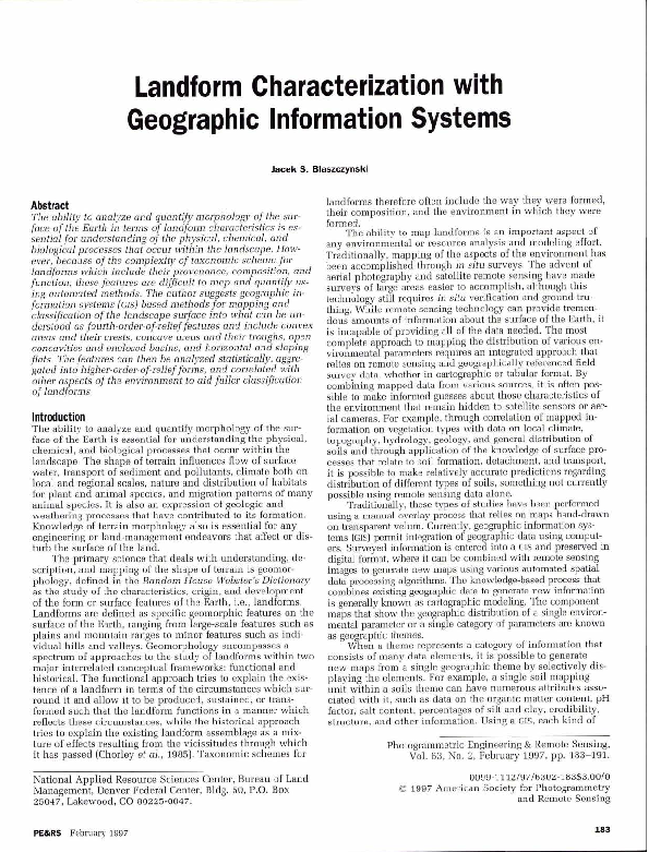 (PDF) Landform Characterization with Geographic Information Systems