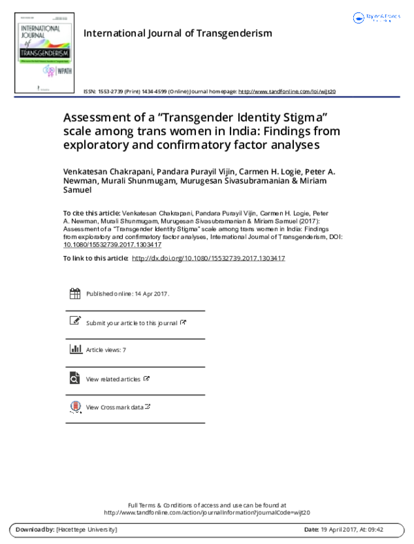 (PDF) Assessment of a “Transgender Identity Stigma” scale among trans ...