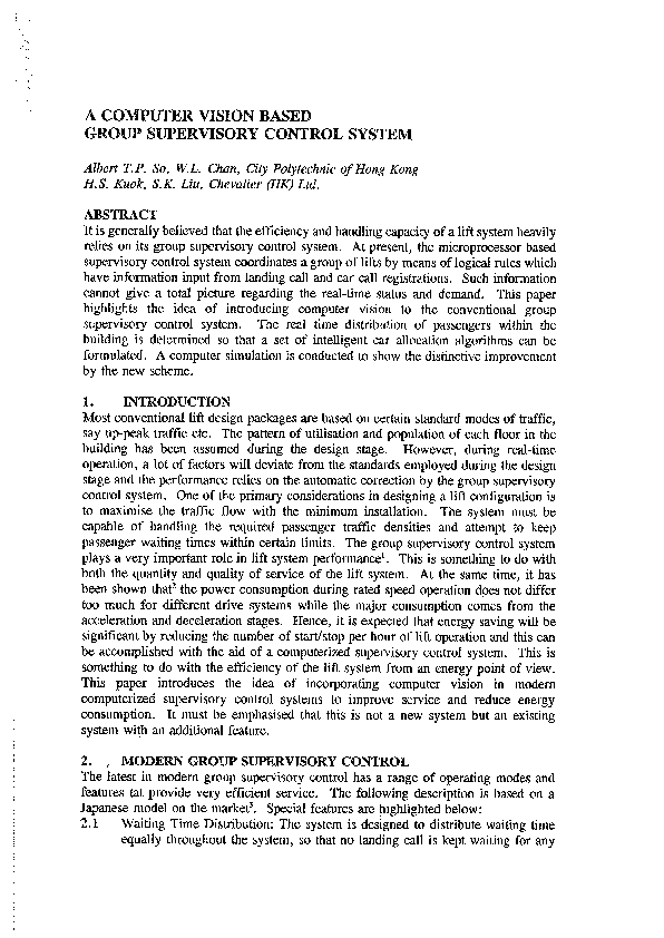 (PDF) A Computer Vision Based Group Supervisory Control System