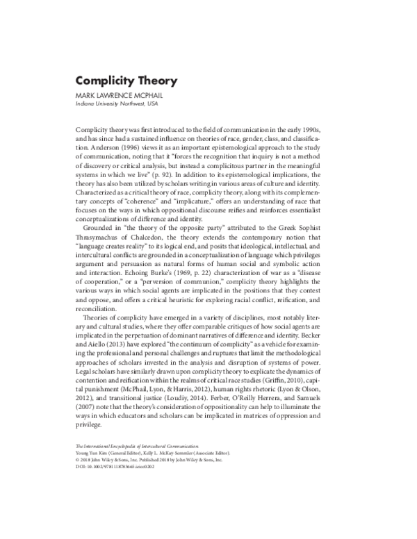 (PDF) Complicity Theory