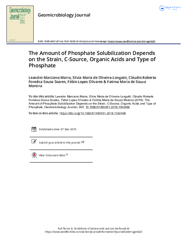(PDF) The Amount of Phosphate Solubilization Depends on the Strain, C ...