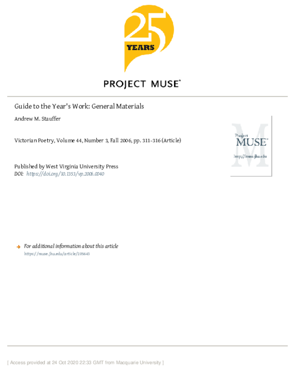 (PDF) Guide to the Year's Work: General Materials