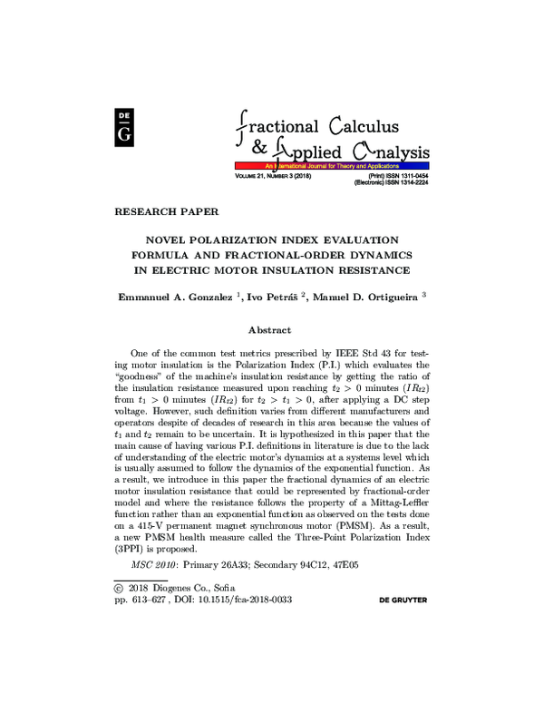 (PDF) Novel Polarization Index Evaluation Formula and Fractional-Order ...