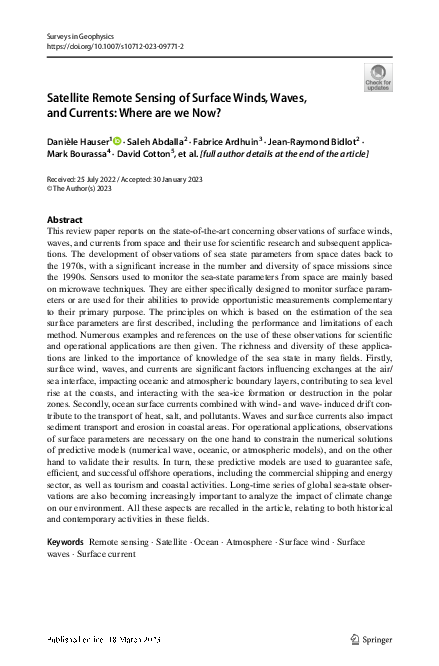 (PDF) Satellite Remote Sensing of Surface Winds, Waves, and Currents ...