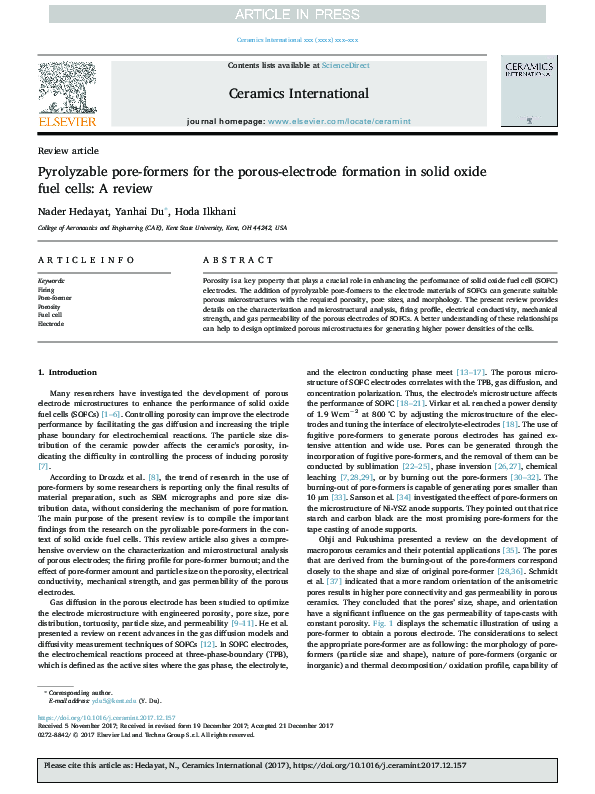 (PDF) Pyrolyzable pore-formers for the porous-electrode formation in ...