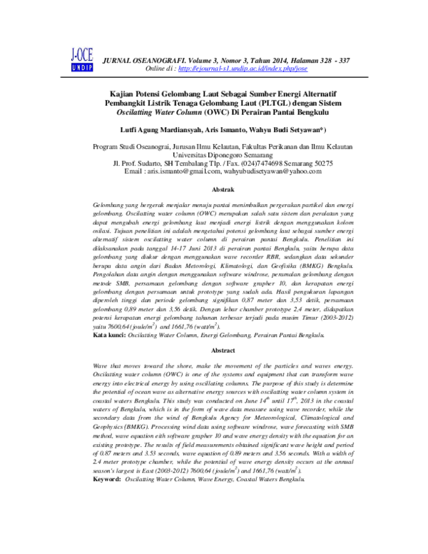 (PDF) Kajian Potensi Gelombang Laut Sebagai Sumber Energi Alternatif ...