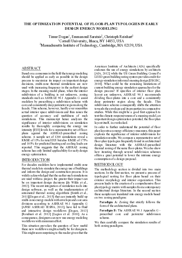 (PDF) The Optimization Potential of Floorplan Typologies in Early Design Energy Modeling