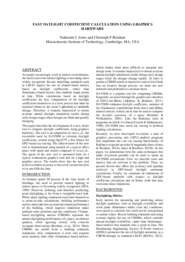 (PDF) Fast Daylight Coefficient Calculation using Graphics Hardware