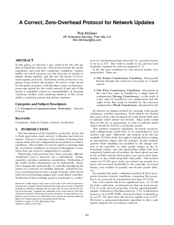 (PDF) A correct, zero-overhead protocol for network updates